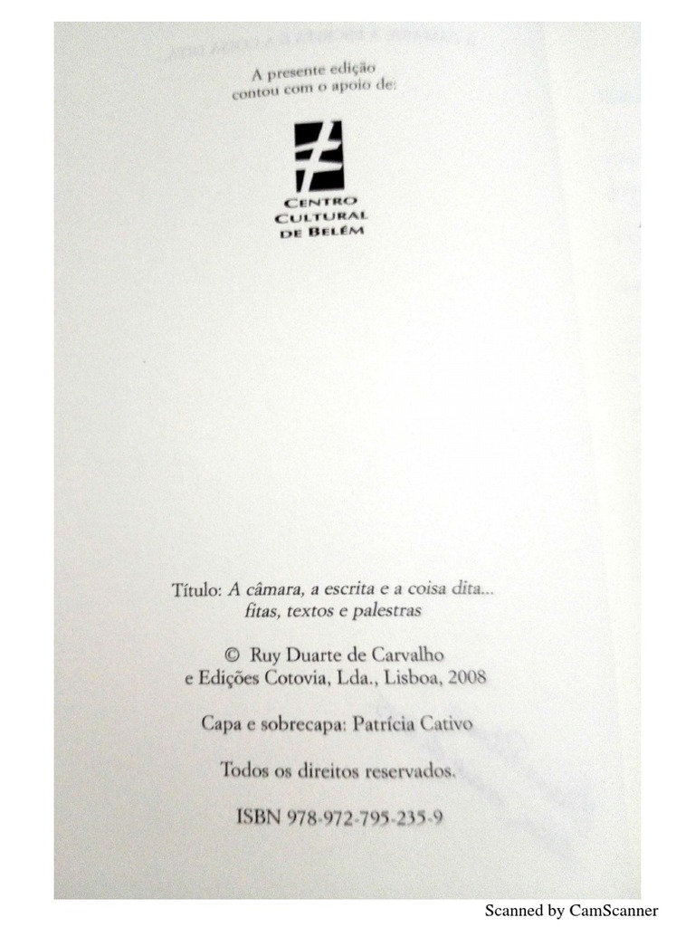Rui Duarte de Caravalho - A Câmara, A Escrita e A Coisa Dita PDF | PDF