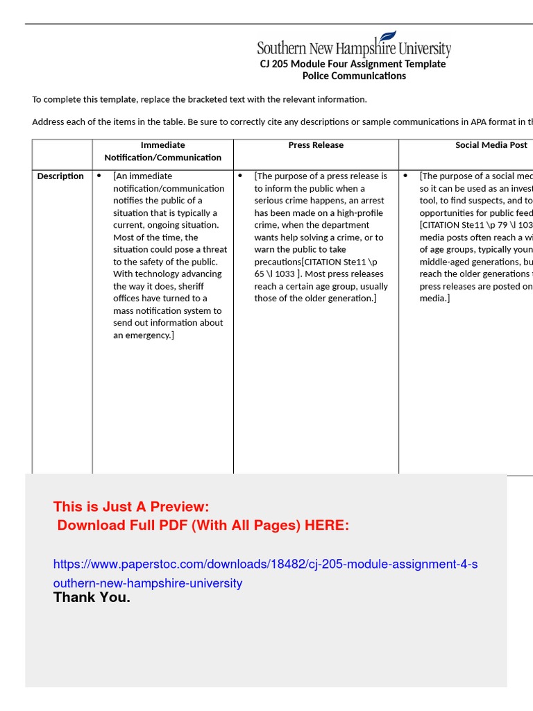Police Communication Assignment Template | PDF