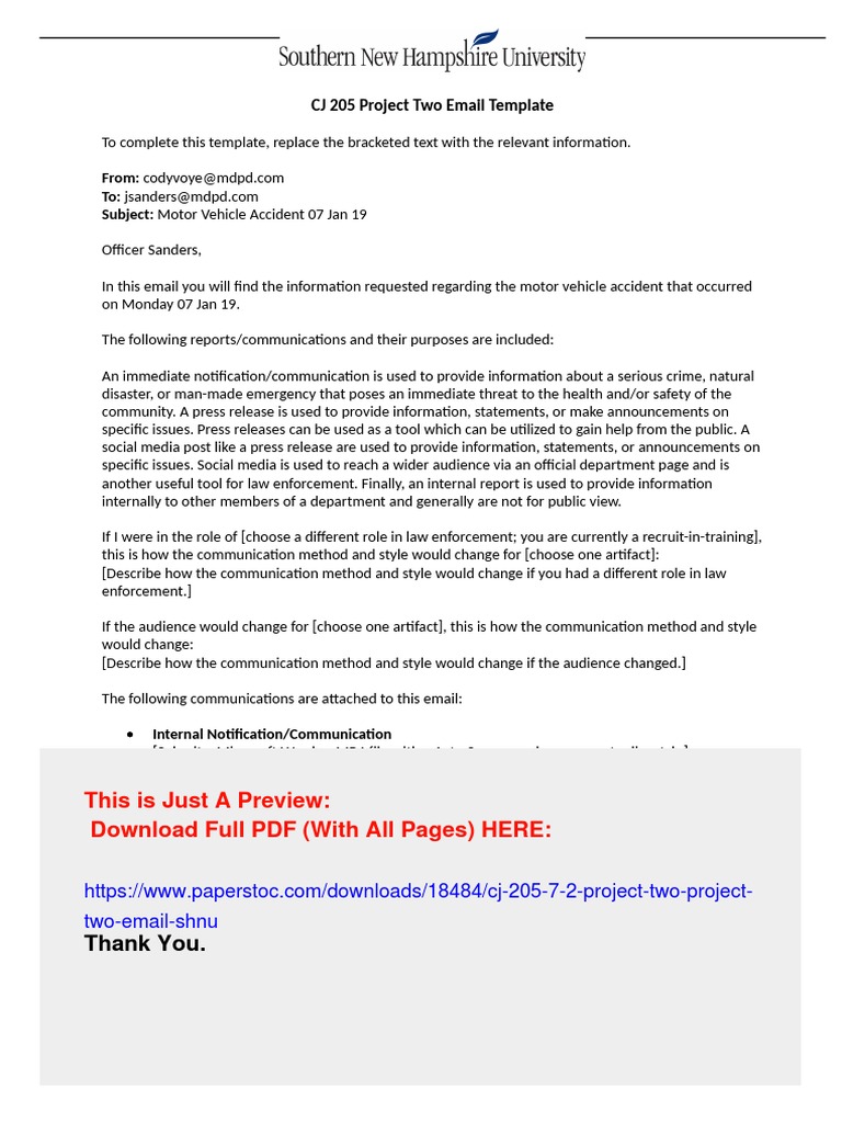 CJ 205 Accident Notification Template | PDF | Communication | Social Media