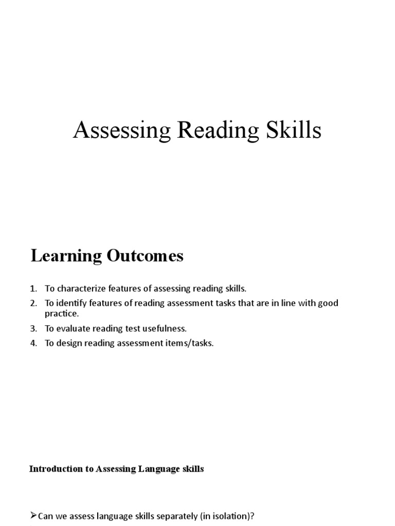 Assessing Reading Skills | PDF