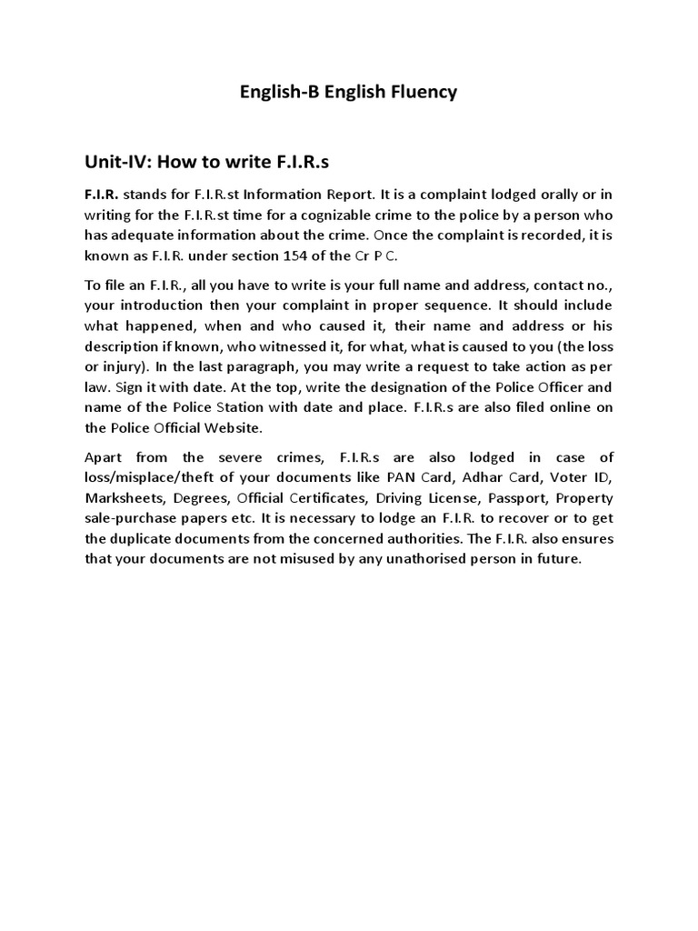 How to write FIRs | PDF