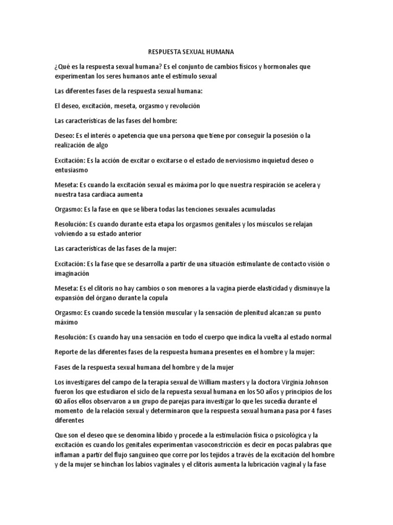 Las fases de la respuesta sexual humana: un estudio pionero de Masters ...