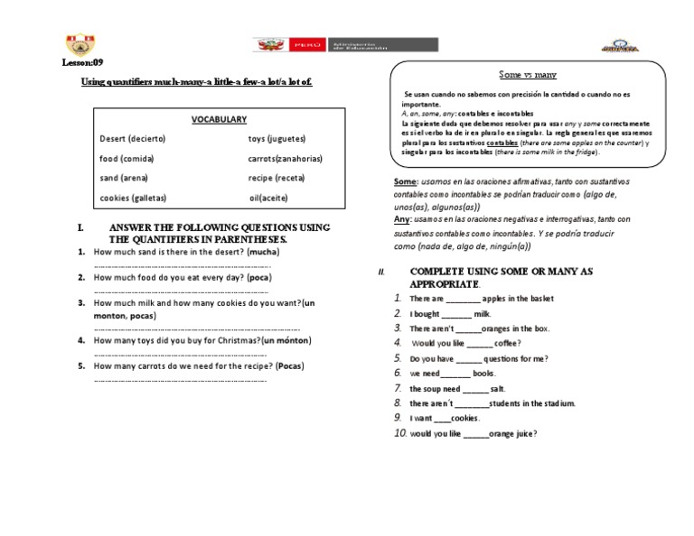 Lesson 09. Quantifiers | PDF
