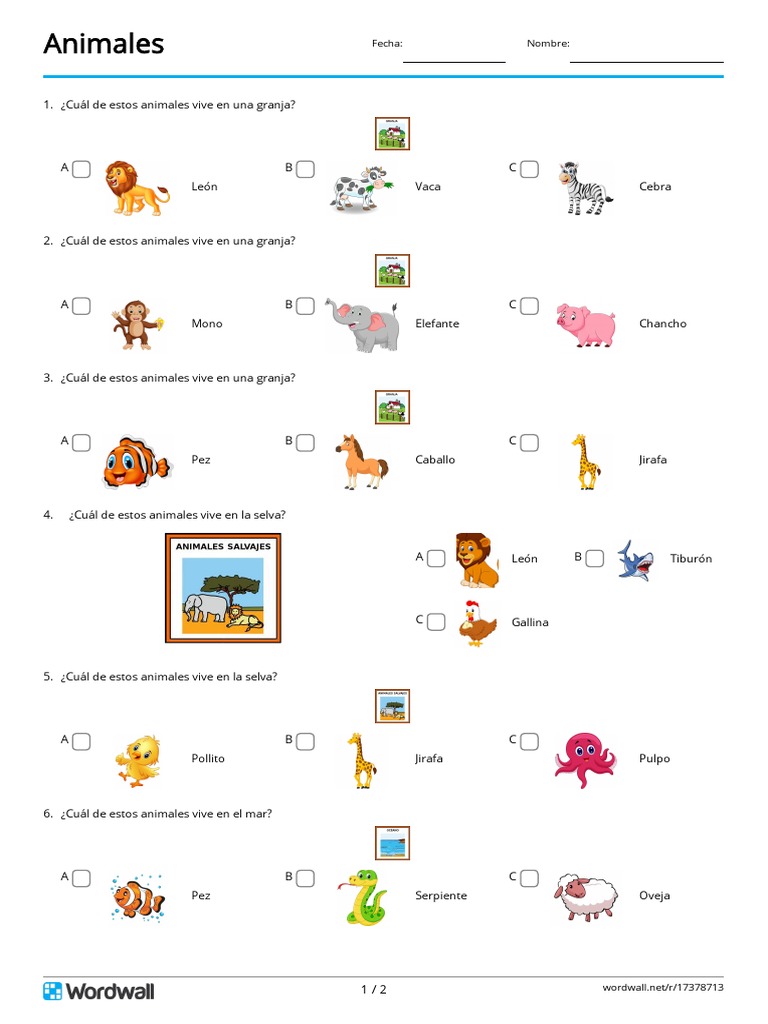 Actividad Animales Grupo TDL | PDF