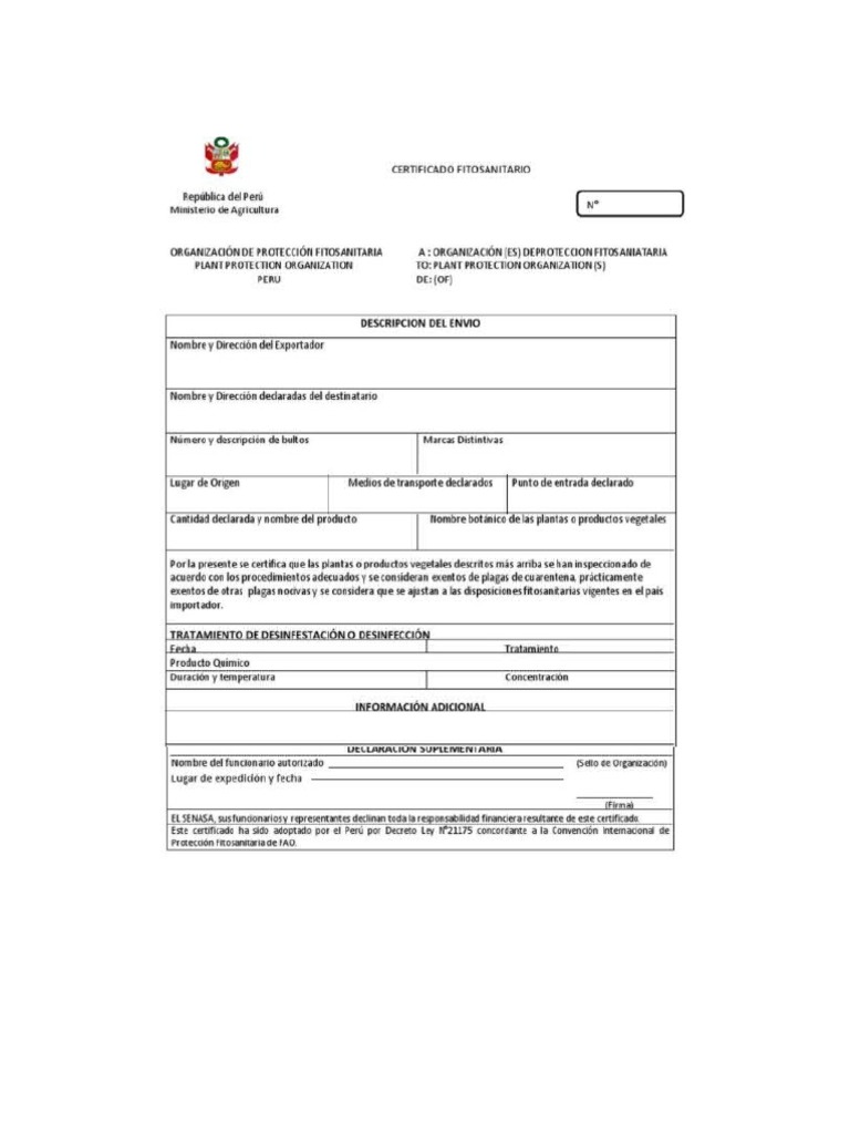 Certificado Sanitario | PDF