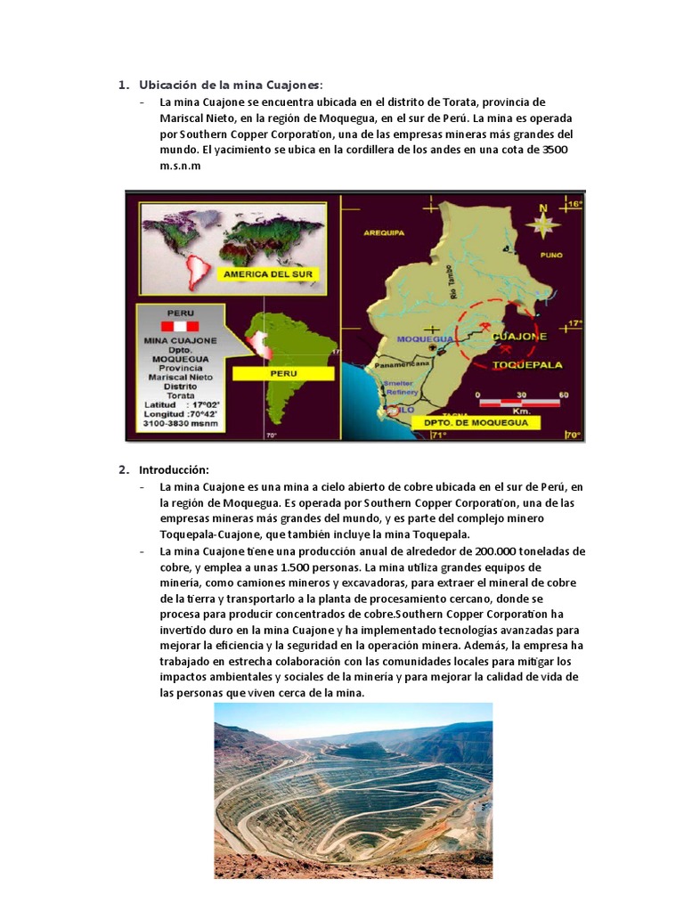 Ubicación de La Mina Cuajones | PDF | Minería | Roca (geología)