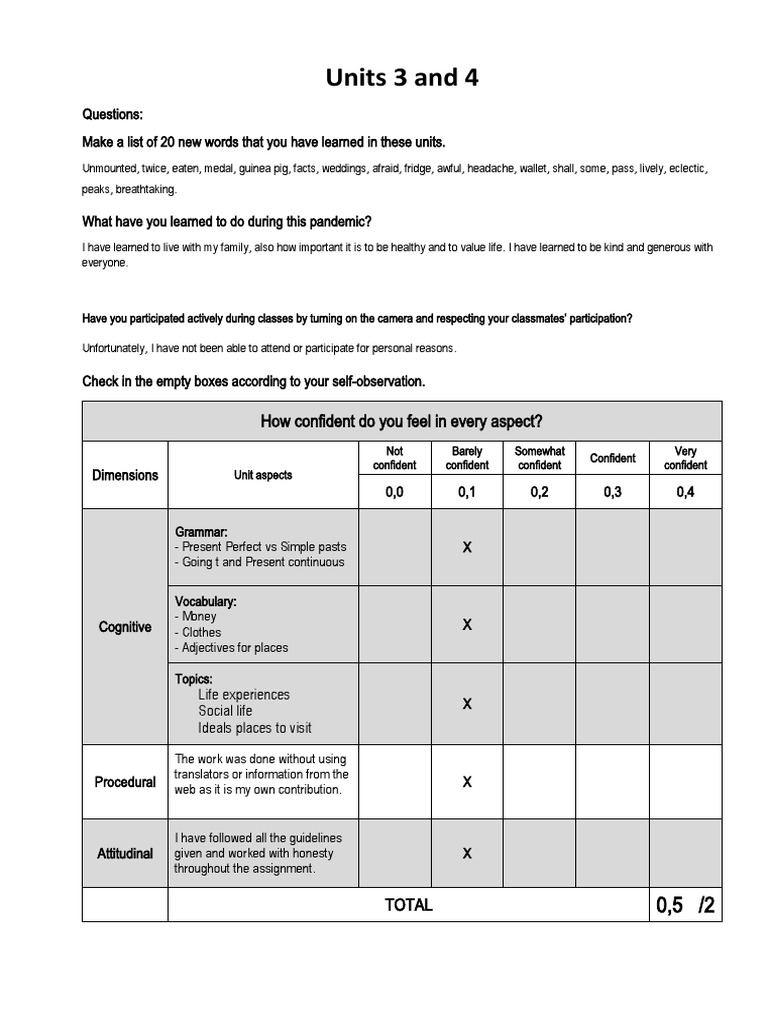 B1 Self-Assessment Units 3,4 | Download Free PDF | Learning | Human Communication