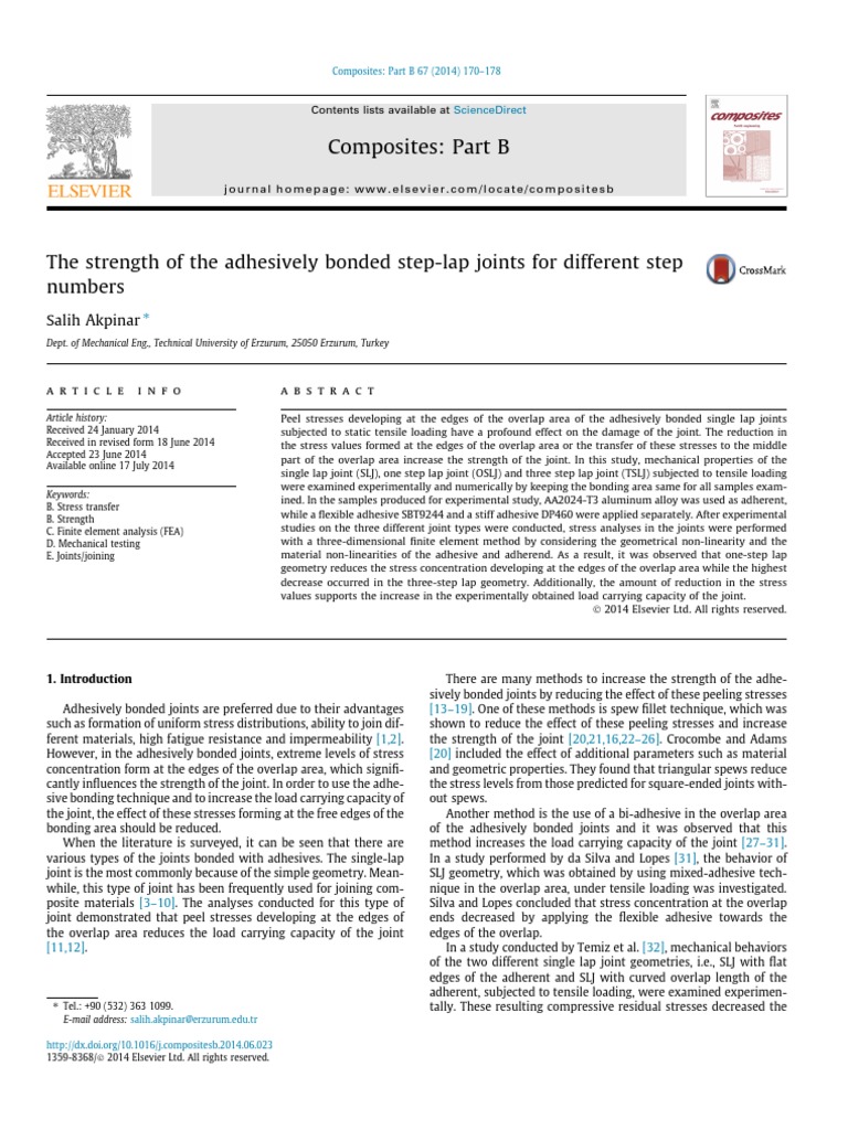 The Strength of The Adhesively Bonded Step-Lap Joints For Different ...