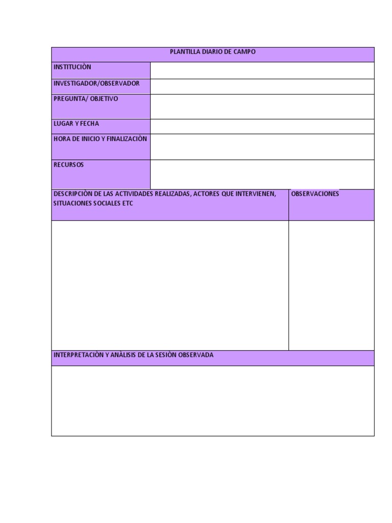 Plantilla Diario de Campo-2 | PDF