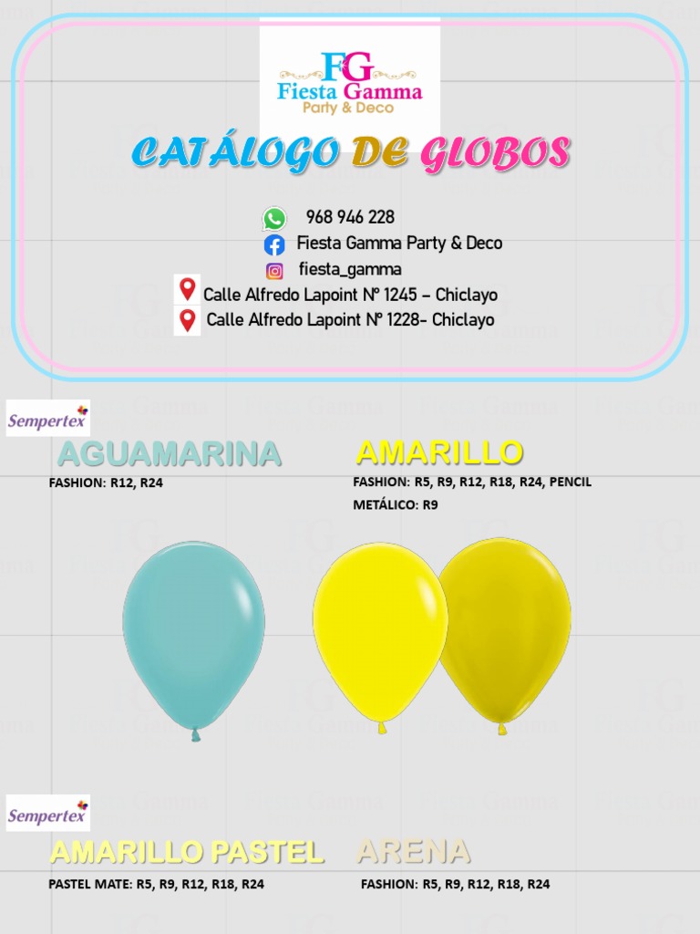 Catálogo de Globos Fiesta Gamma | PDF