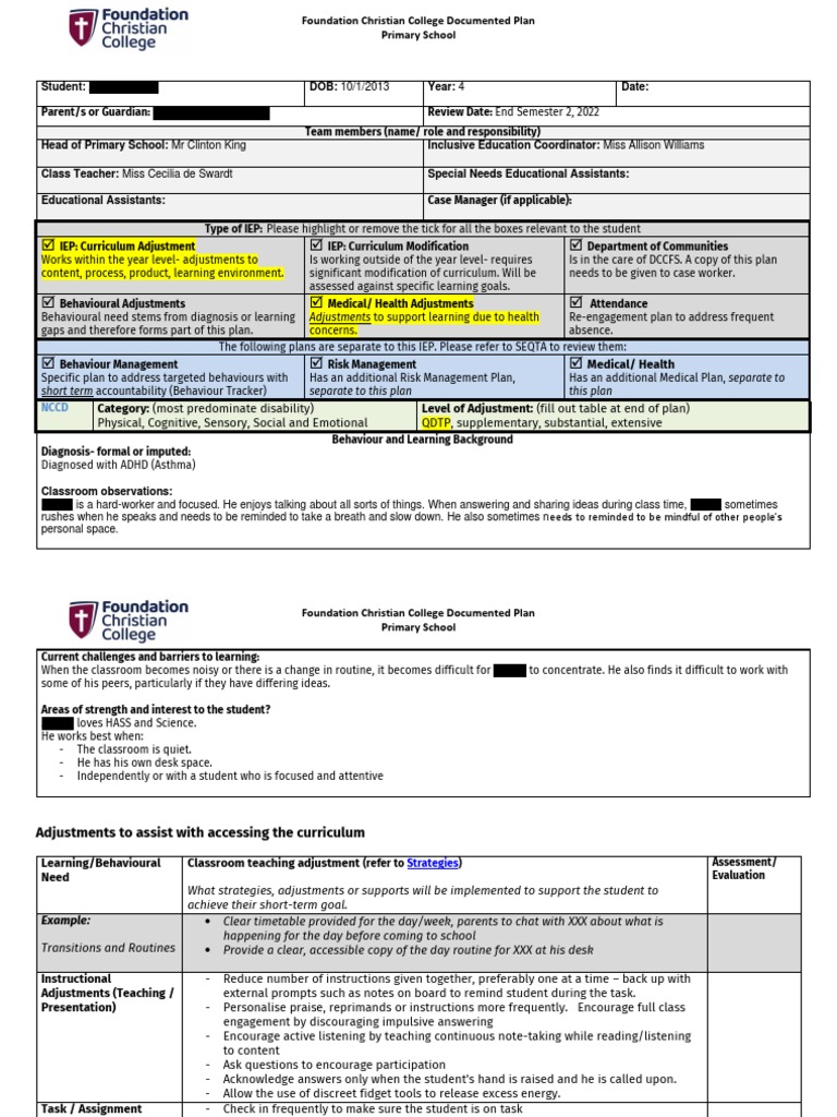 Student Iep | PDF | Individualized Education Program | Teachers
