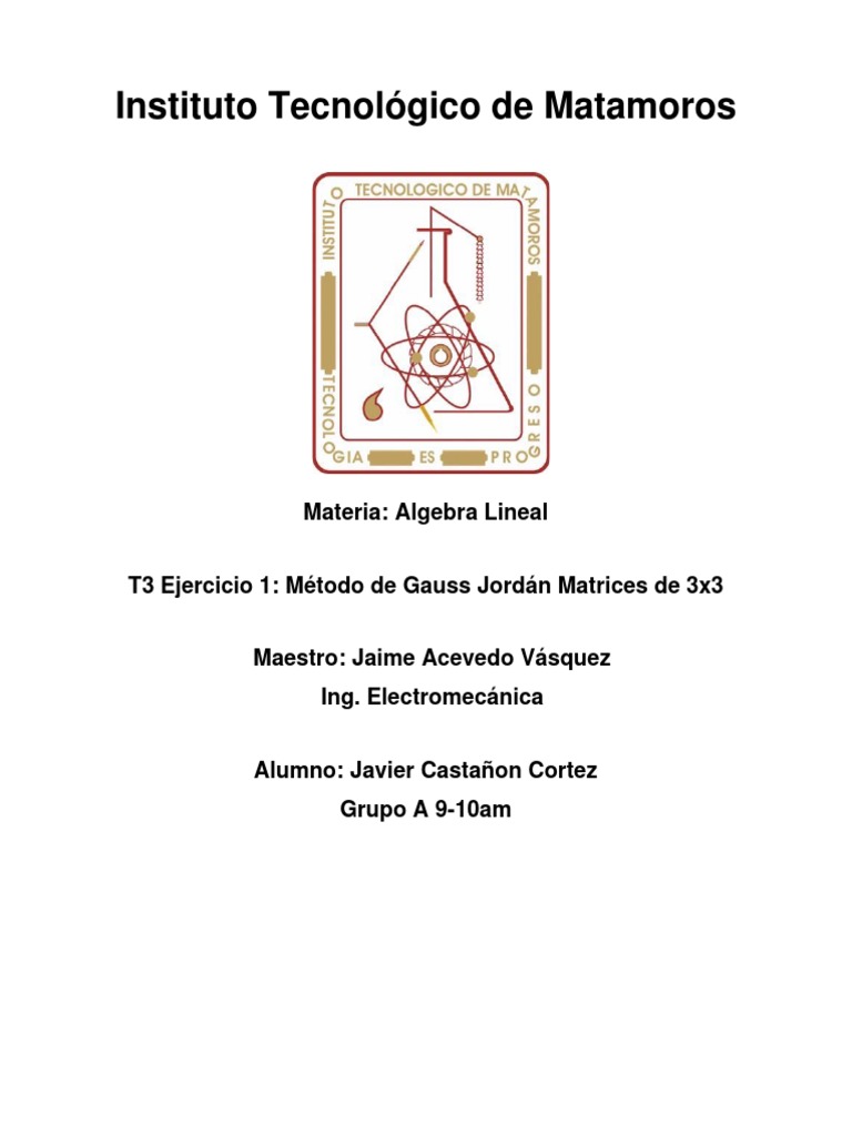 T3 Ejercicio 1 Metodo de Gauss Jordan Matrices de 3x3 | PDF