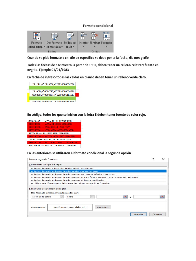 Formato Condicional y Filtros en Excel | PDF