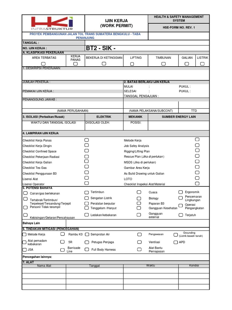 FORM IJIN KERJA HKI UPDATE OKTOBER Final | PDF