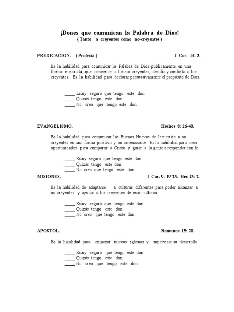 DONES | PDF | Oración | Biblia