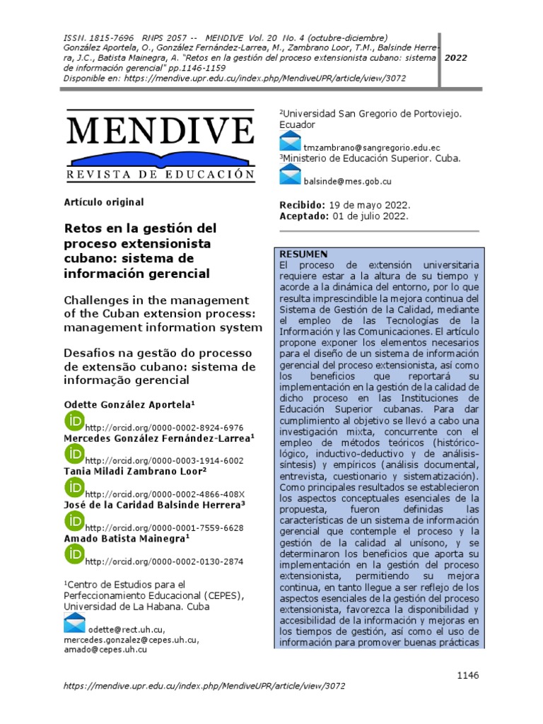 Revista Mendive, 2022 PDF | PDF | Calidad (comercial) | Software