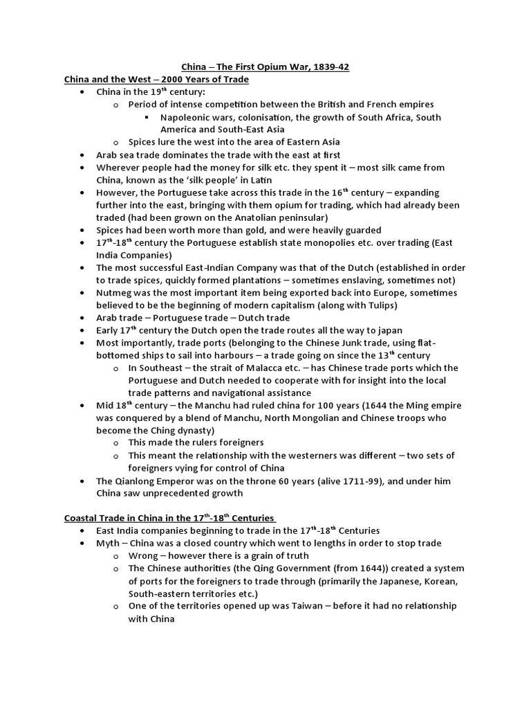 China's First Opium War Notes (Massolit) | PDF | Qing Dynasty | Trade