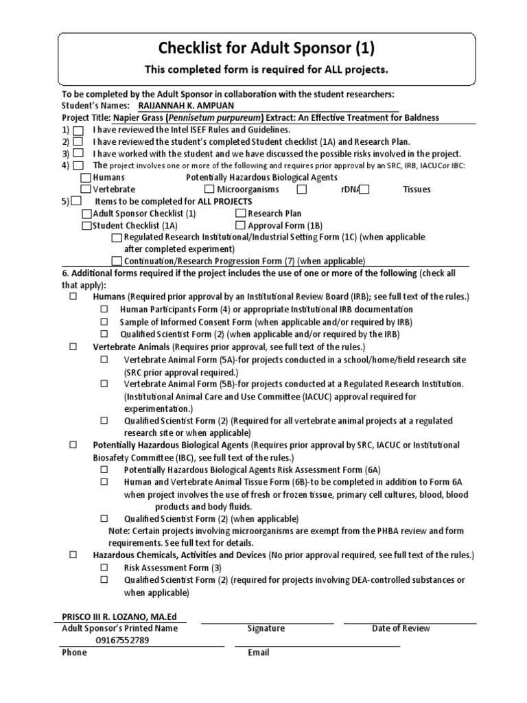 Checklist Intel Fom | PDF | Institutional Review Board | Experiment
