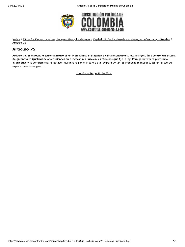 Análisis del Artículo 75 de la Constitución | PDF