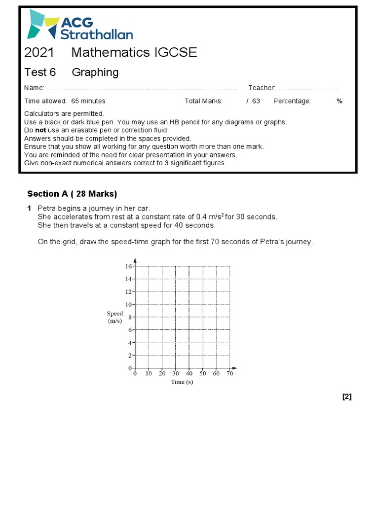 Test 6 Graphing 2021 | Download Free PDF | Cartesian Coordinate System ...