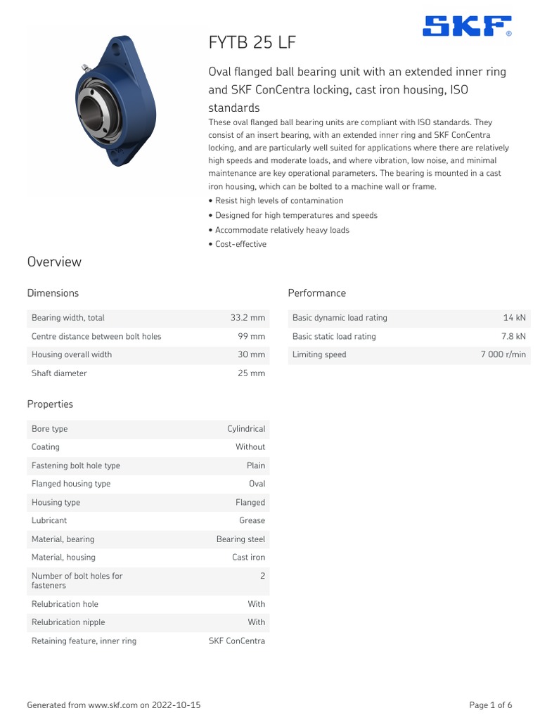 Bearing FYTB 25 LF - 20221015 PDF | PDF | Bearing (Mechanical) | License