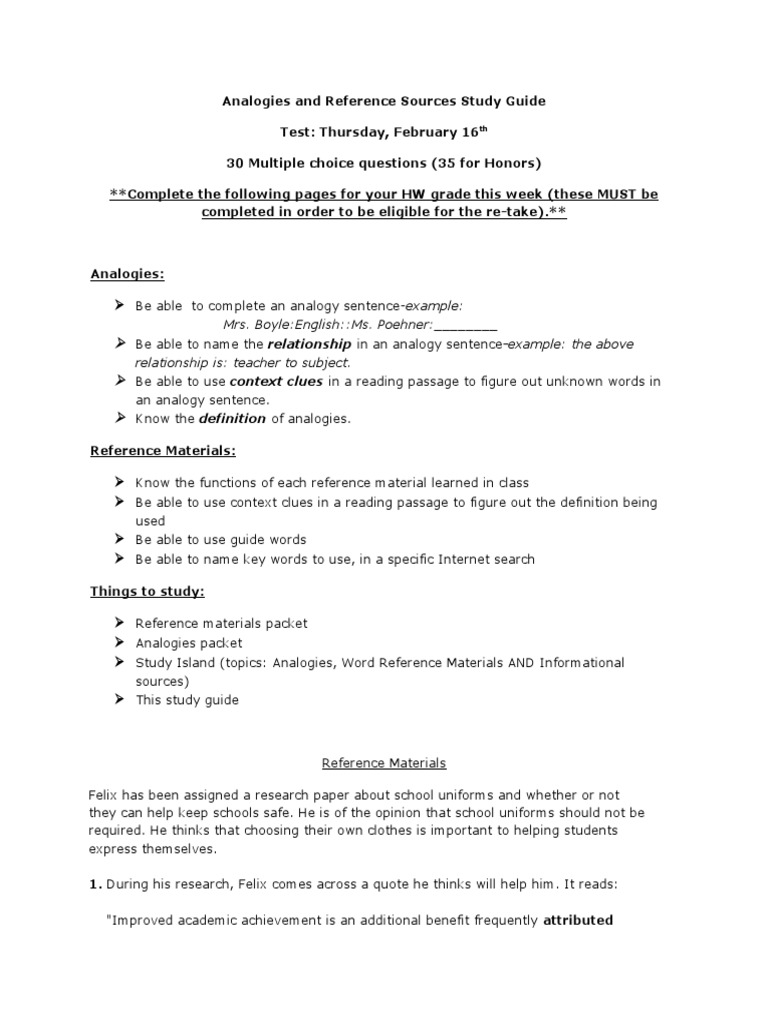 Analogies - Ref.materials - Study Guide | PDF | Analogy | Touchdown