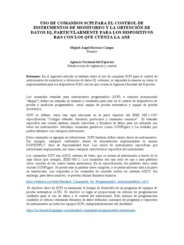Control de Instrumentos con SCPI | PDF | Ascii | Gestión de tecnología de la información