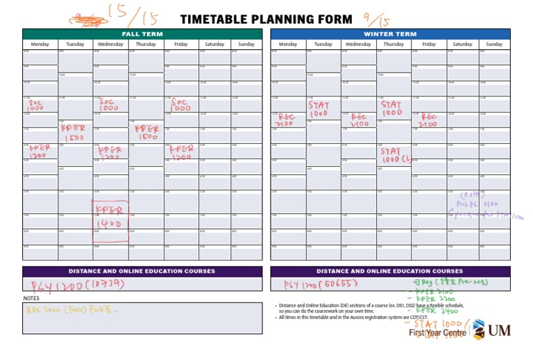 Timetable Planning Form 1 | PDF