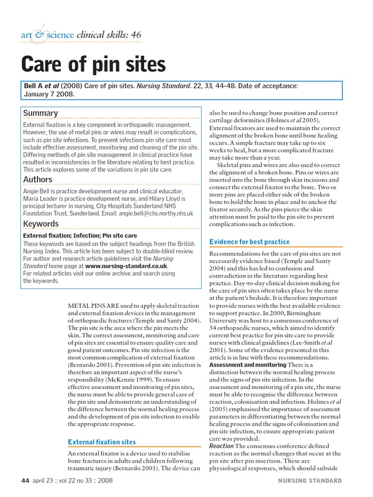 2 - Care of Pin Sites | Download Free PDF | Nursing | Evidence Based ...