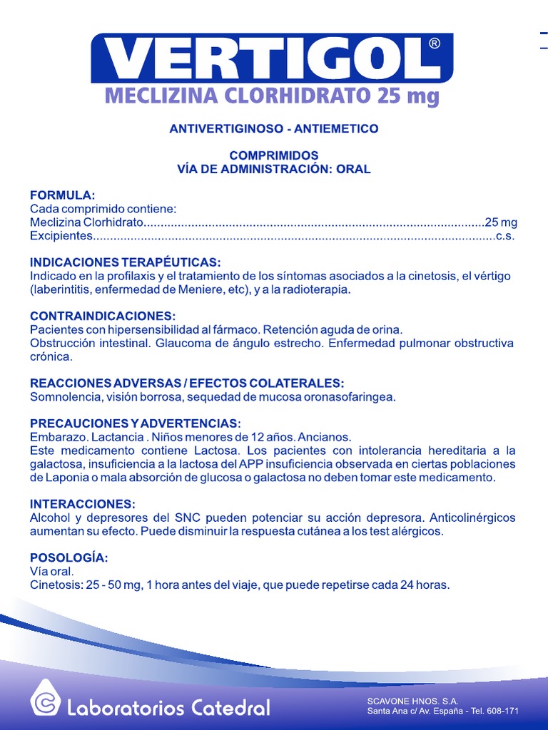 Vertigol - Caja X 100 Comprimidos PDF | PDF