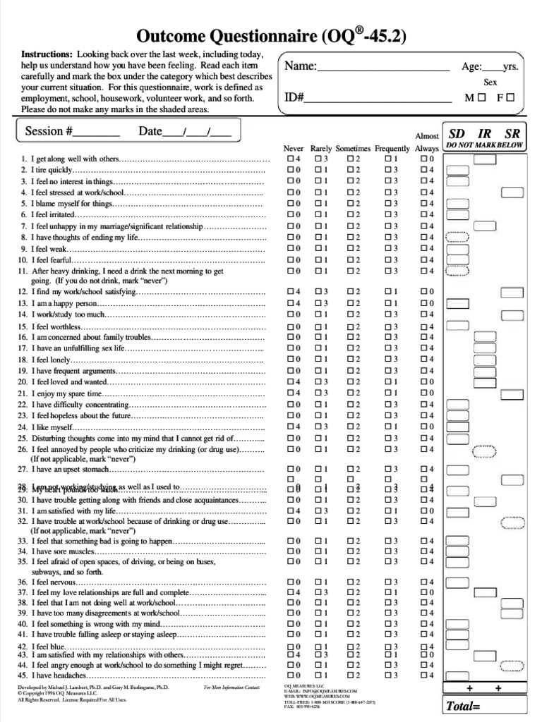 Oq 452 Adult PDF | PDF | Psychology