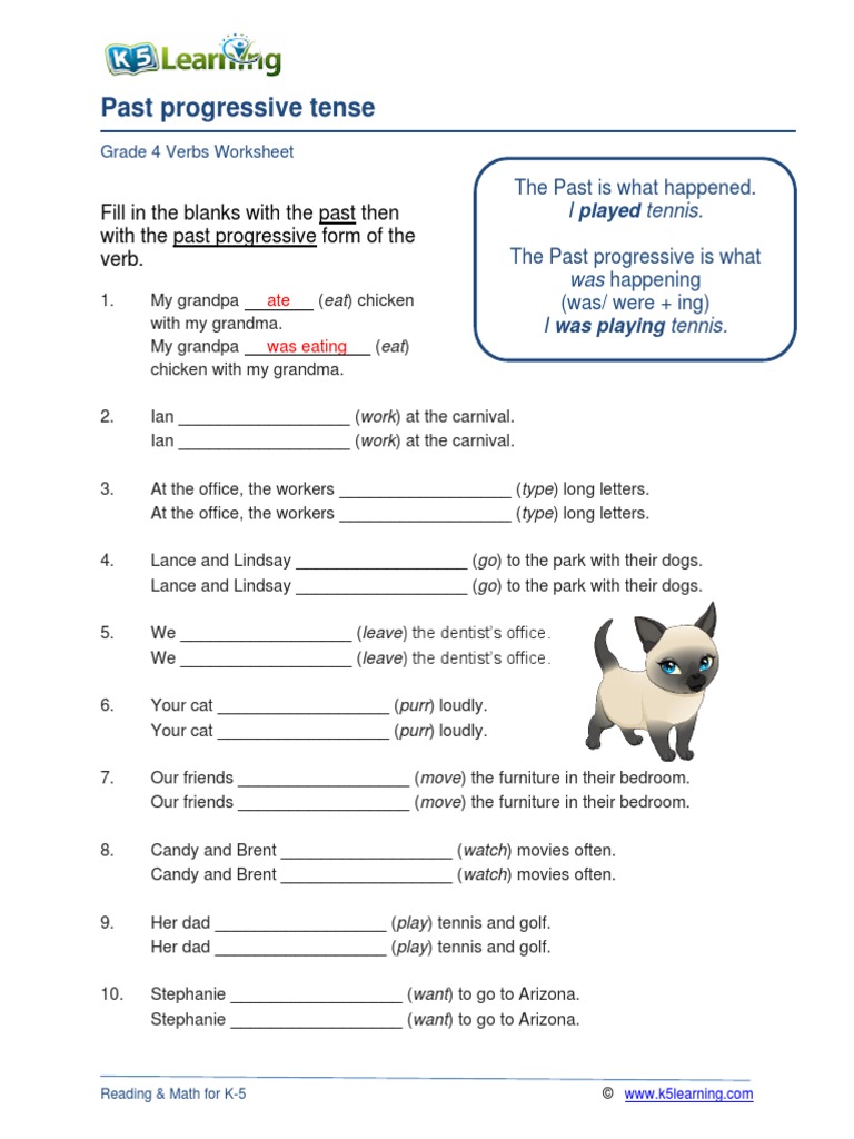 Past Progressive Tense Worksheets 1 | PDF