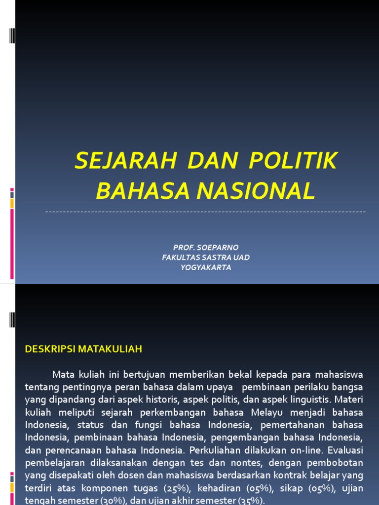 Sejarah dan Politik Bahasa Indonesia | PDF