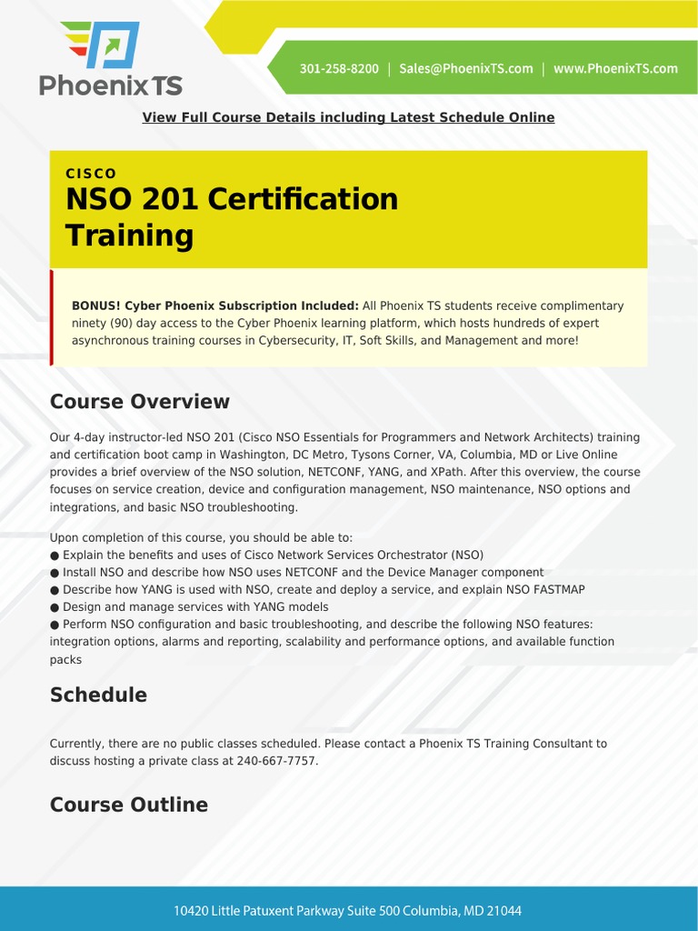 PhoenixTS - Course - Details Cisco Nso Essentials For Programmers and ... PhoenixTS - Course - Details Cisco Nso Essentials For Programmers and ...