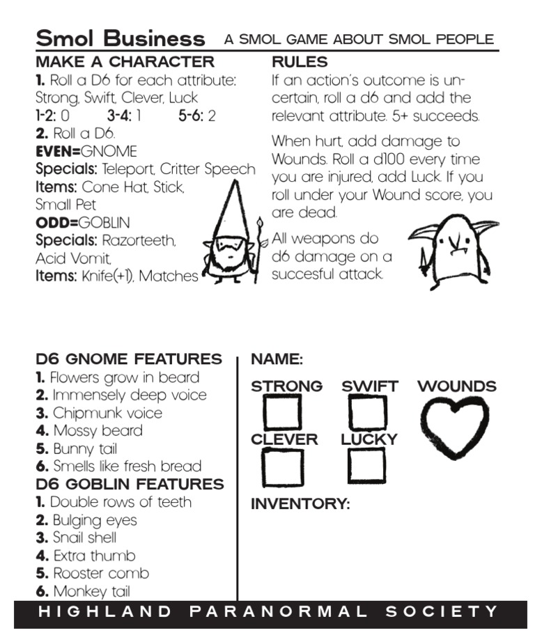 A Smol Introduction: Character Creation and Basic Rules for Smol ... A Smol Introduction: Character Creation and Basic Rules for Smol ...