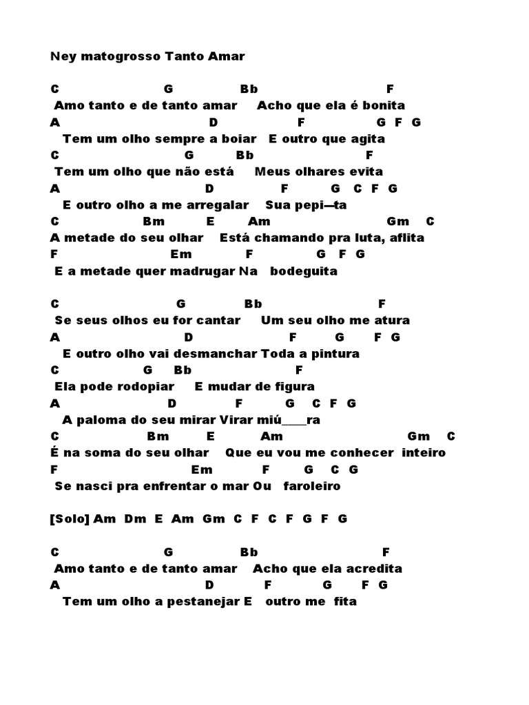 Ney Matogrosso Tanto Amar | PDF