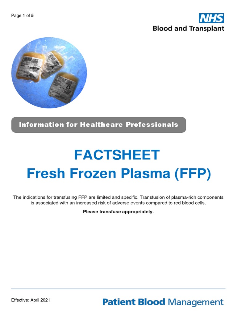 Fresh Frozen Plasma Transfusion Guidelines | PDF | Blood Plasma | Bleeding