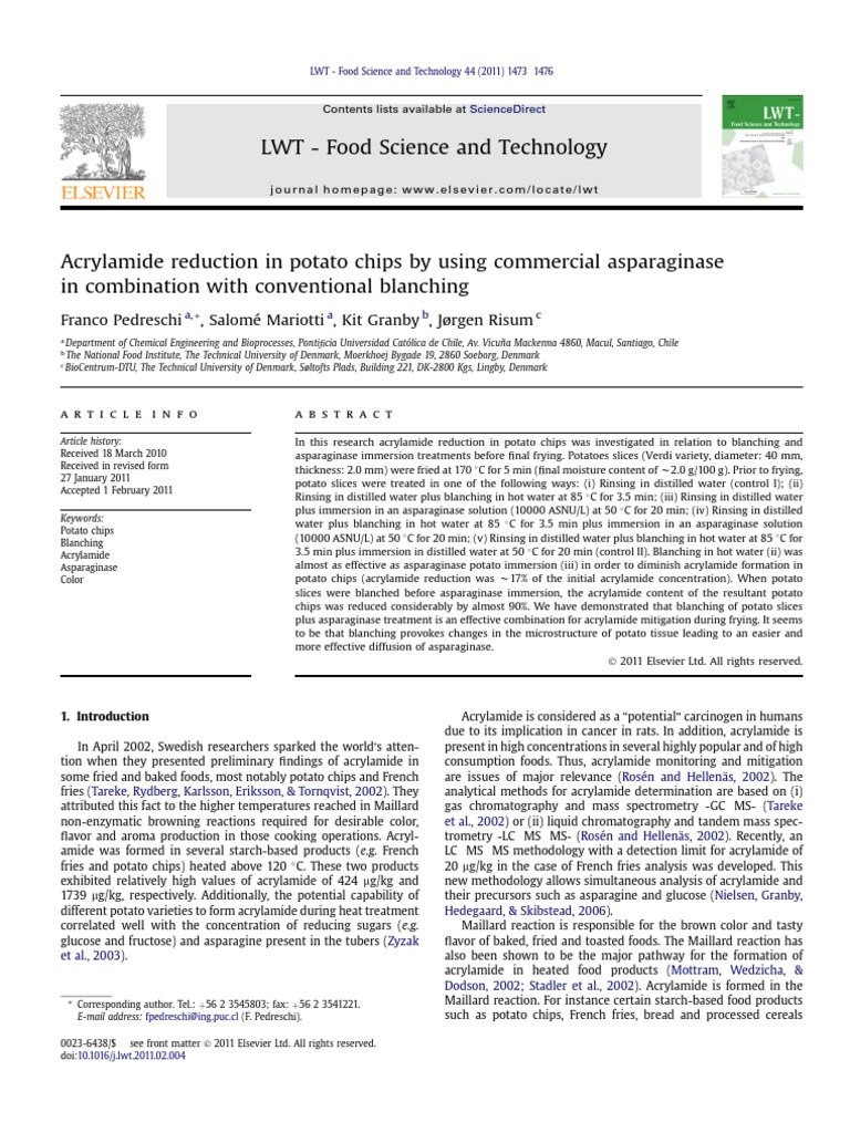 Pedreschi2011 - Acrylamide Reduction in Potato Chips by Commercial ...