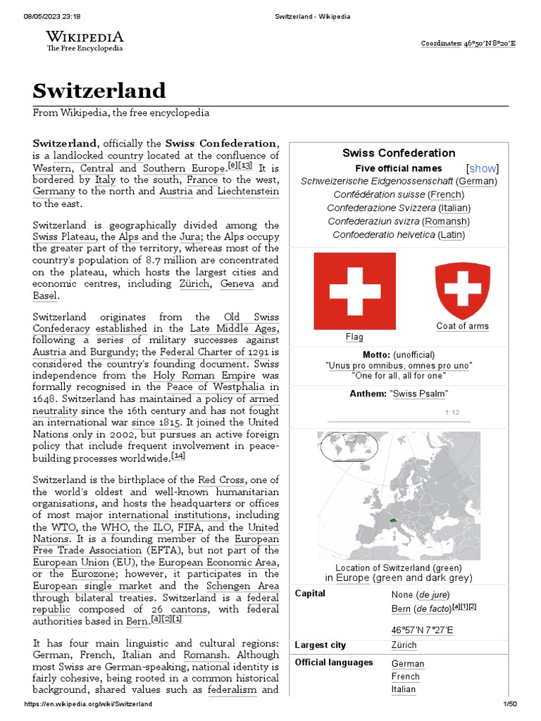 Switzerland - Wikipedia PDF | PDF