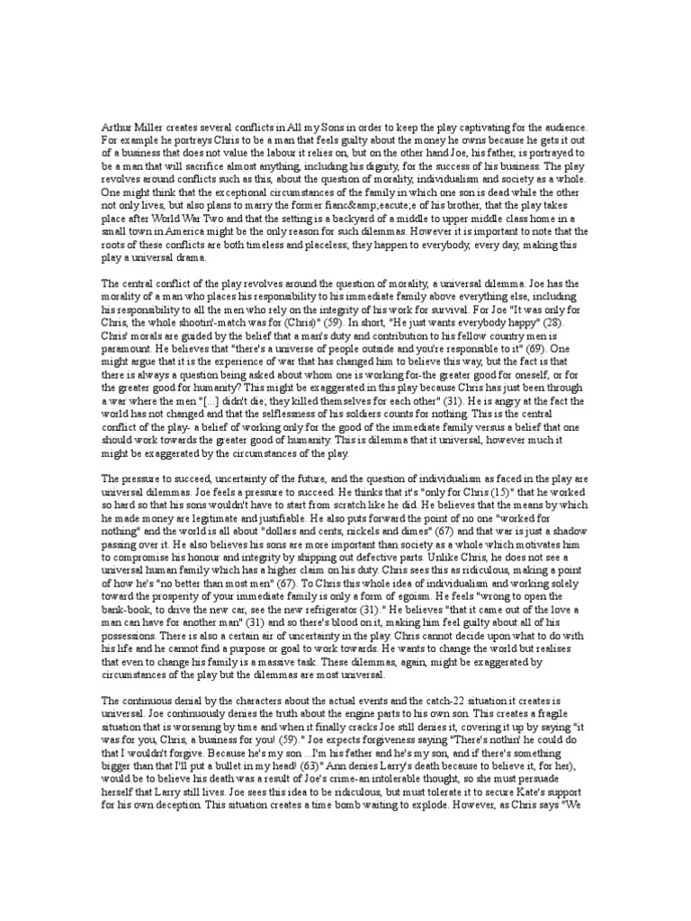 All My Sons | PDF | Individualism | Morality