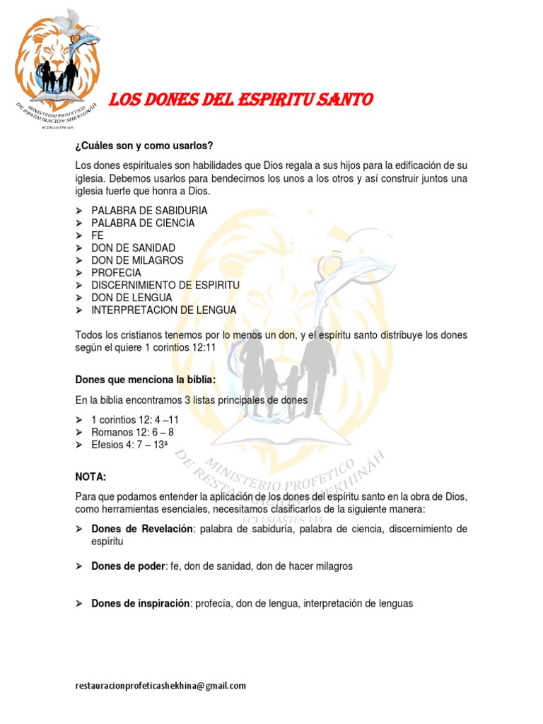 Dones del Espíritu Santo y su Uso | PDF | Oración | Profecía