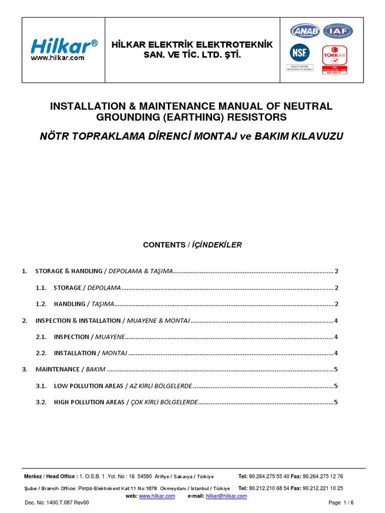 NGR Installation, Operation and Maintenance Manual PDF | PDF