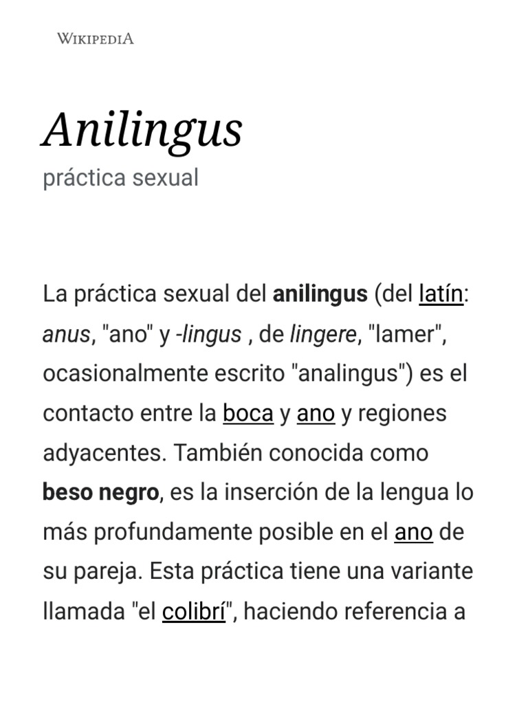 Anilingus - Wikipedia, La Enciclopedia Libre PDF | PDF
