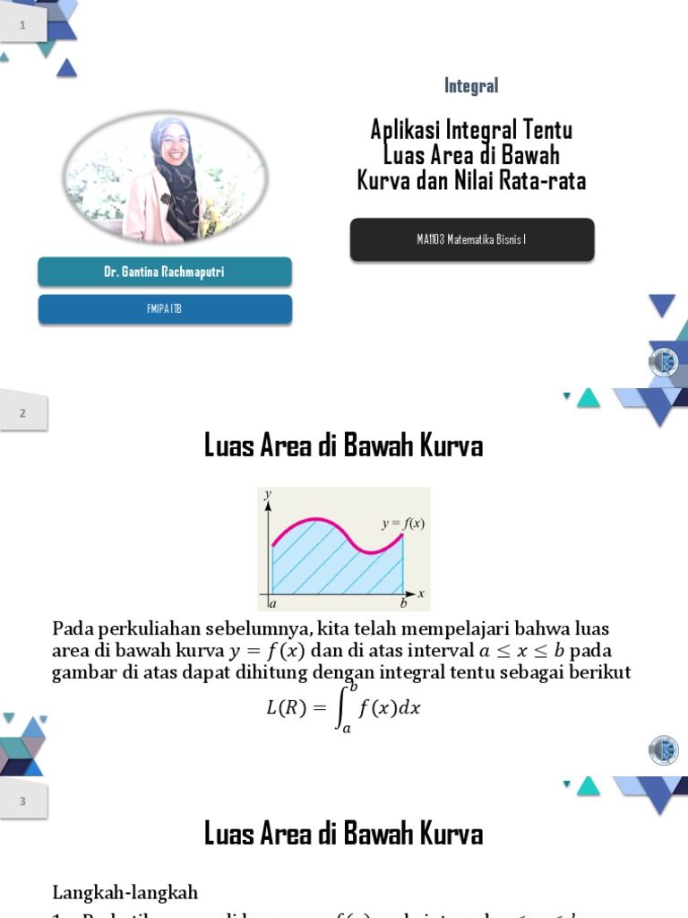 5.4 Aplikasi Integral Tentu Luas Area Di Bawah Kurva Dan Nilai Rata-Rata PDF | PDF