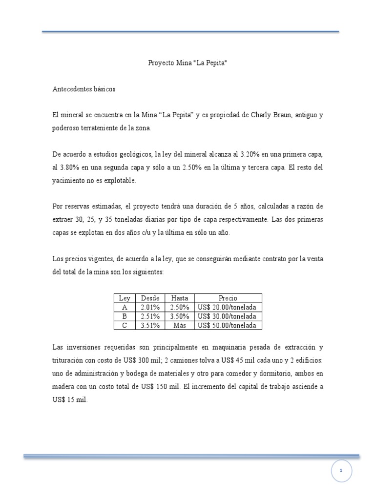 Proyecto Mina PDF | PDF | Minería | Economias