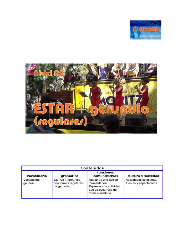 A2 Estar Gerundio Regulares Actividad PDF | PDF