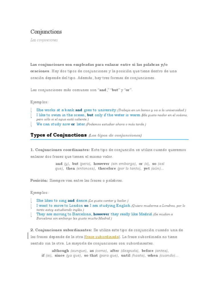 Conjunctions Temporal Connectors | PDF