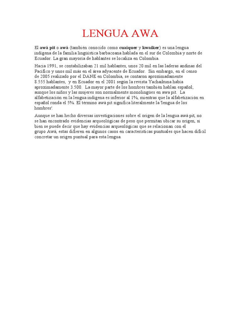 Lengua Awa | PDF