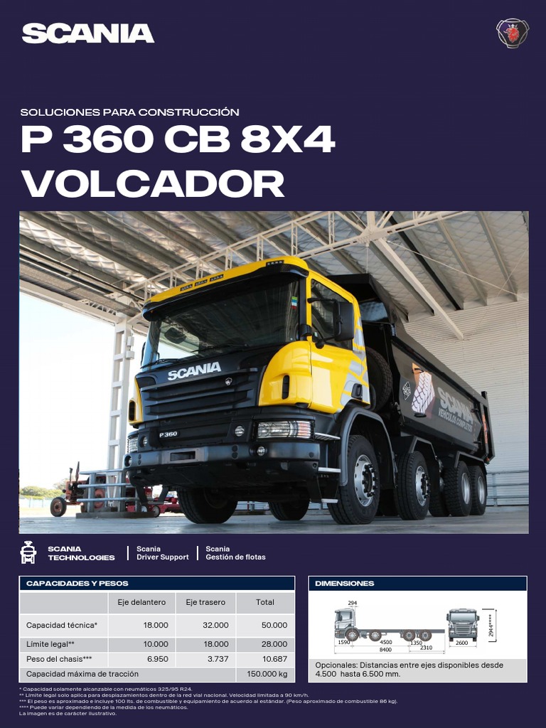 Camion Ficha Tenica Scania 8x4 P360 PDF | PDF