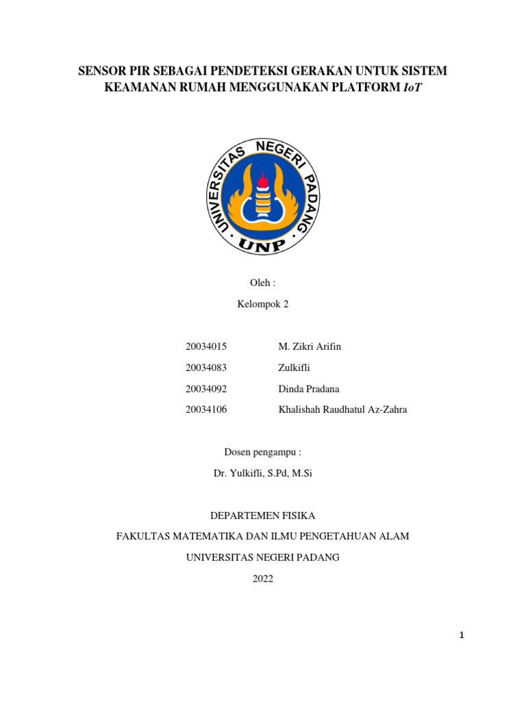 Kelompok 2 - Sensor Pir Sebagai Pendeteksi Gerakan Untuk Sistem ... Kelompok 2 - Sensor Pir Sebagai Pendeteksi Gerakan Untuk Sistem ...